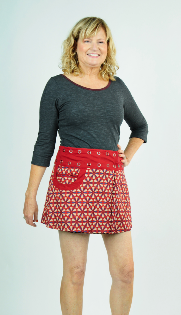 Reversible Snap Skirt (Short) – Pinwheel Red / Rainforest Blue ...
